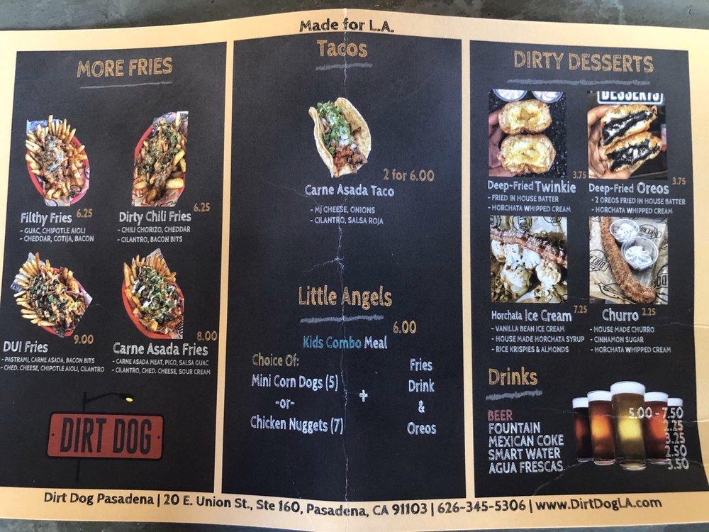 Menu at Dirt Dog Pasadena restaurant, Pasadena