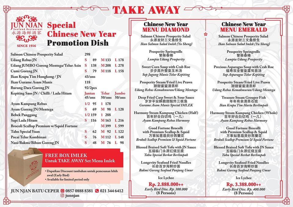 Menu at Jun Njan Restaurant, Central Jakarta, Jl. Batu Ceper No.69