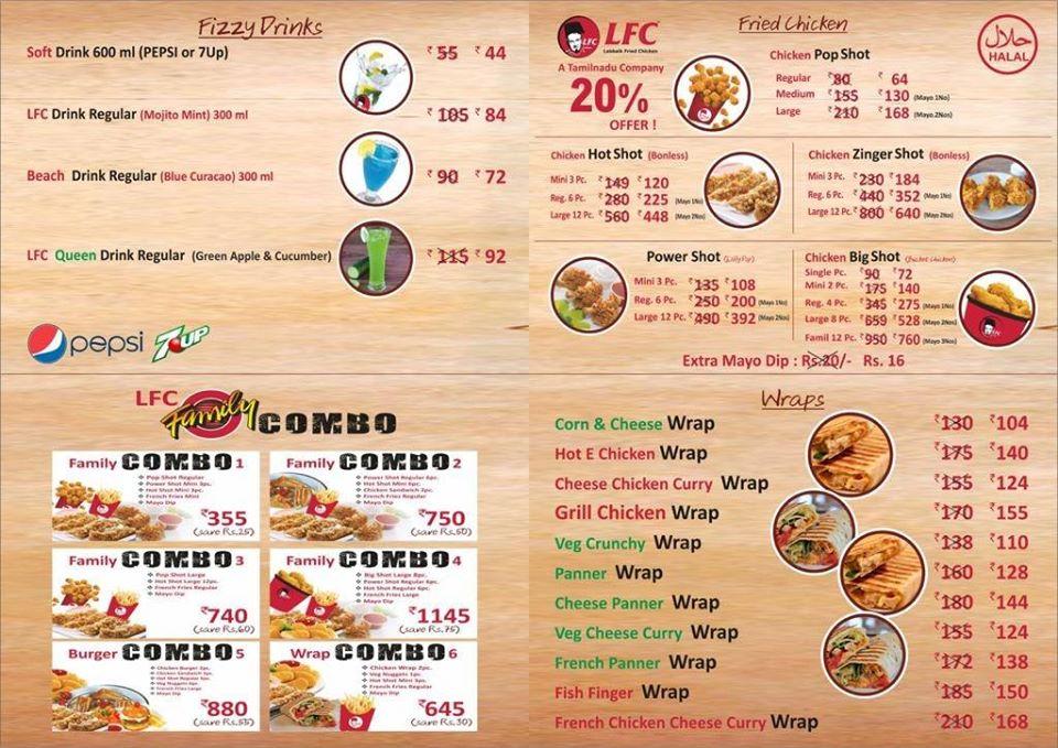 Menu at LFC Colachel, Colachel