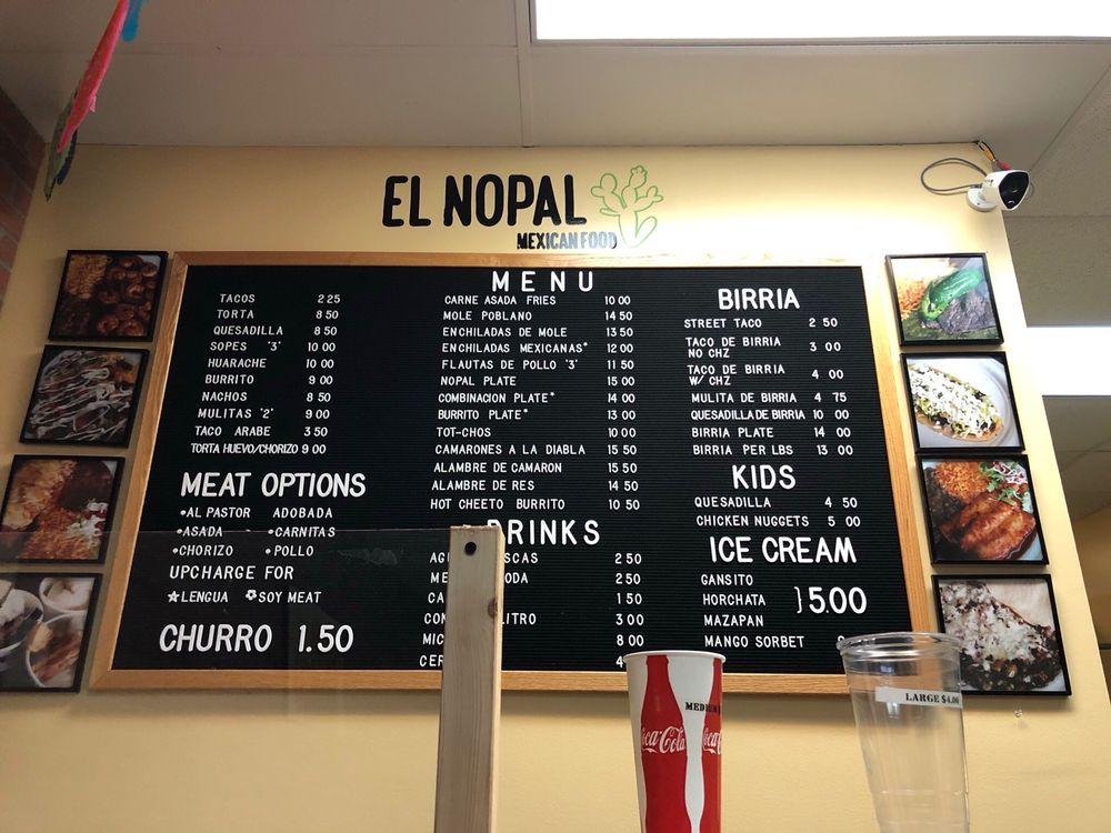 Menu at El Nopal Mexican Food restaurant, Everett