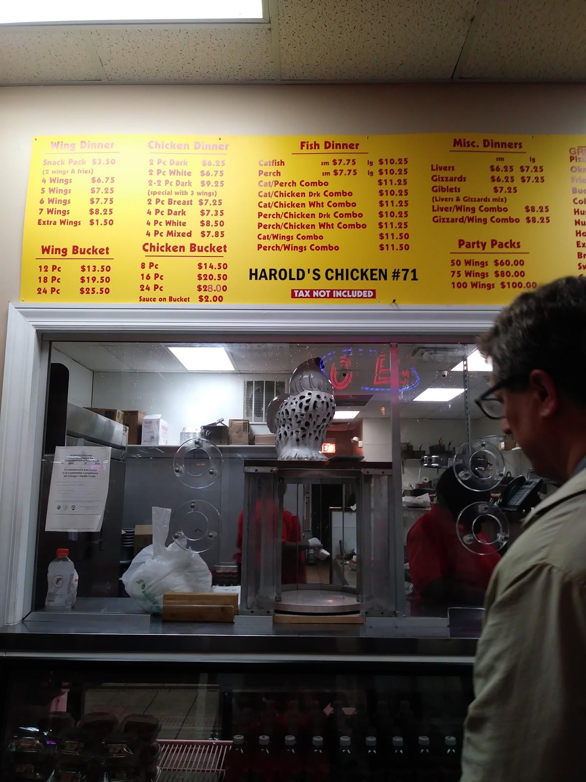 Menu at Harold's Chicken Shack restaurant, Chicago, 2132 S Michigan Ave