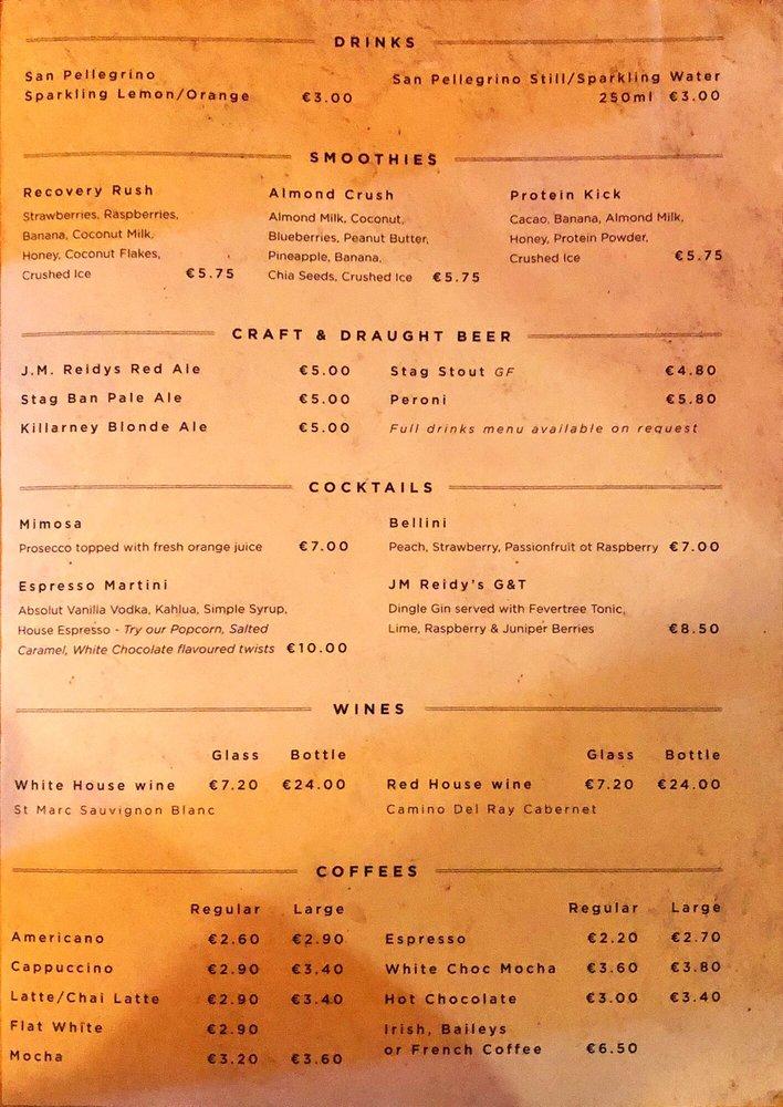 Menu at John M. Reidy pub & bar, Killarney, 4 Main St