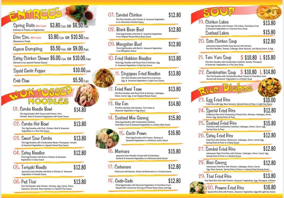 Menu at Noodle Bowl restaurant, Aldinga Beach, Shop 40/1 Pridham Blvd