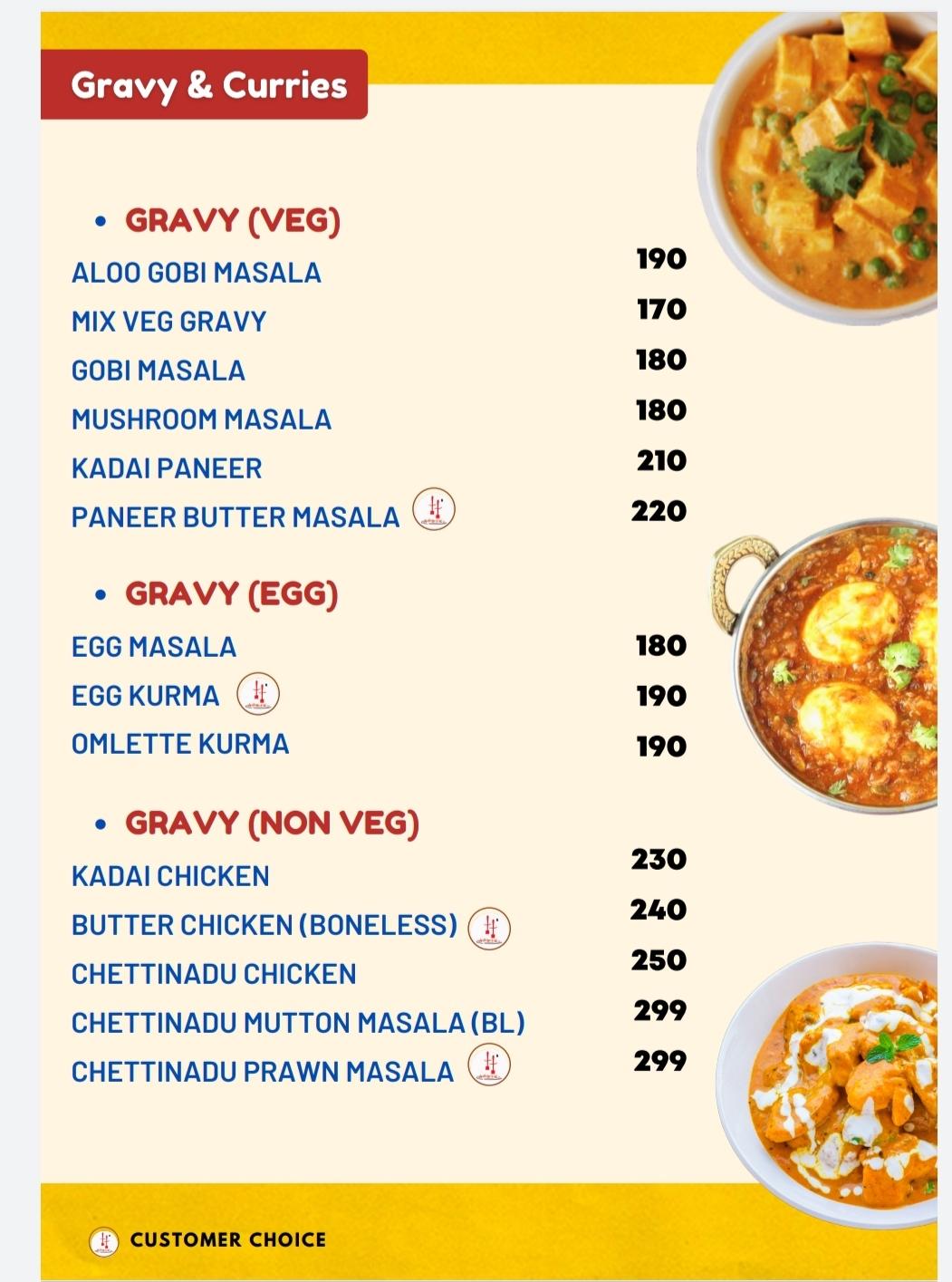 Menu at Pondy Parottas Manikonda, Hyderabad