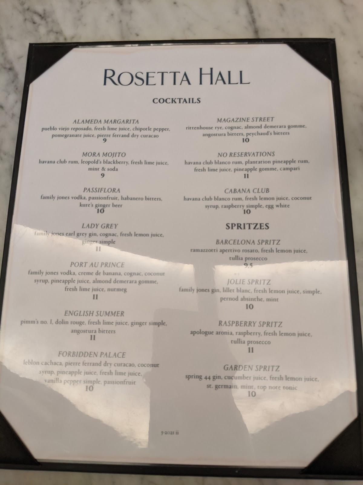 Menu at Rosetta Hall pub & bar, Boulder