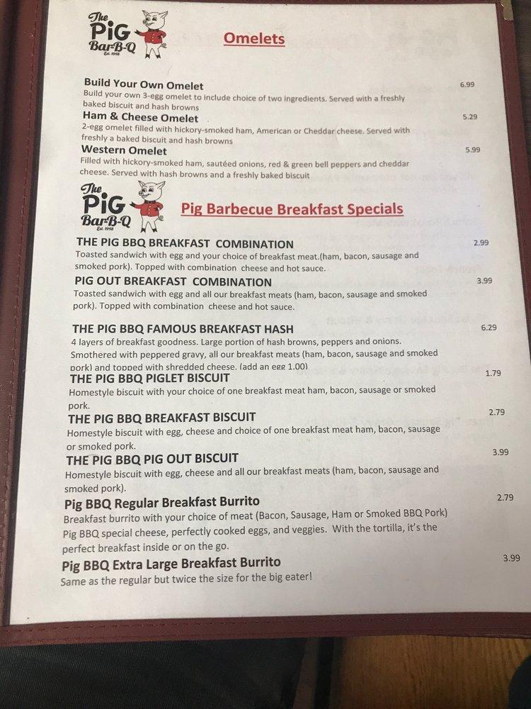 Menu at The Pig Barbeque, Fredericktown, 910 State Hwy OO