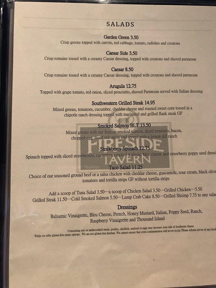 Menu at Fireside Tavern pub & bar, Strasburg, Historic Dr