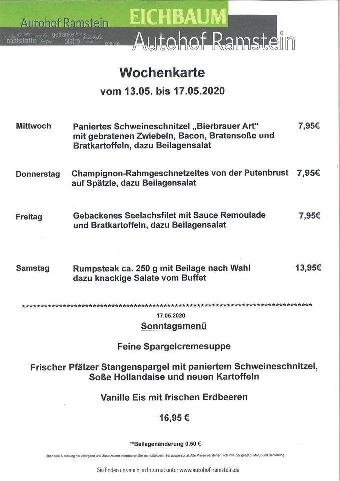 Menu at Autohof Ramstein restaurant, Ramstein-Miesenbach
