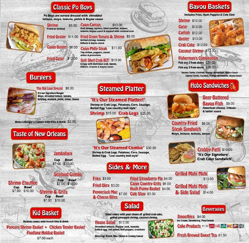 Menu at Clayton's Shrimp Shack restaurant, Valdosta