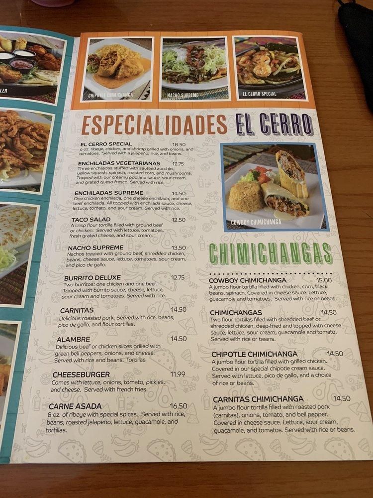 Menu at El Cerro Mexican Bar & Grill, North Myrtle Beach, 516 Hwy 17 N