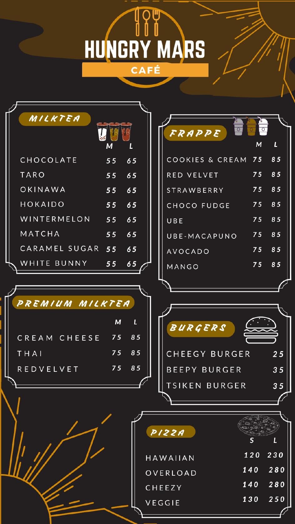 Menu at Hungry Mars Cafe, Baloi