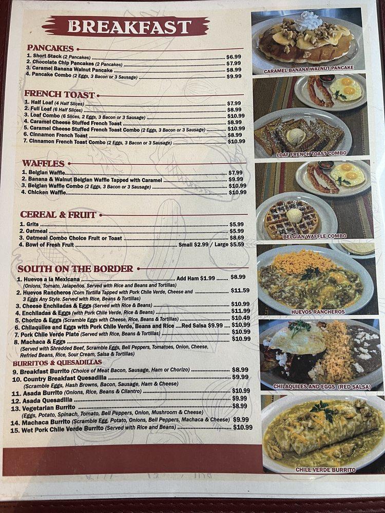 Menu at Jerry’s Cafe, Hesperia
