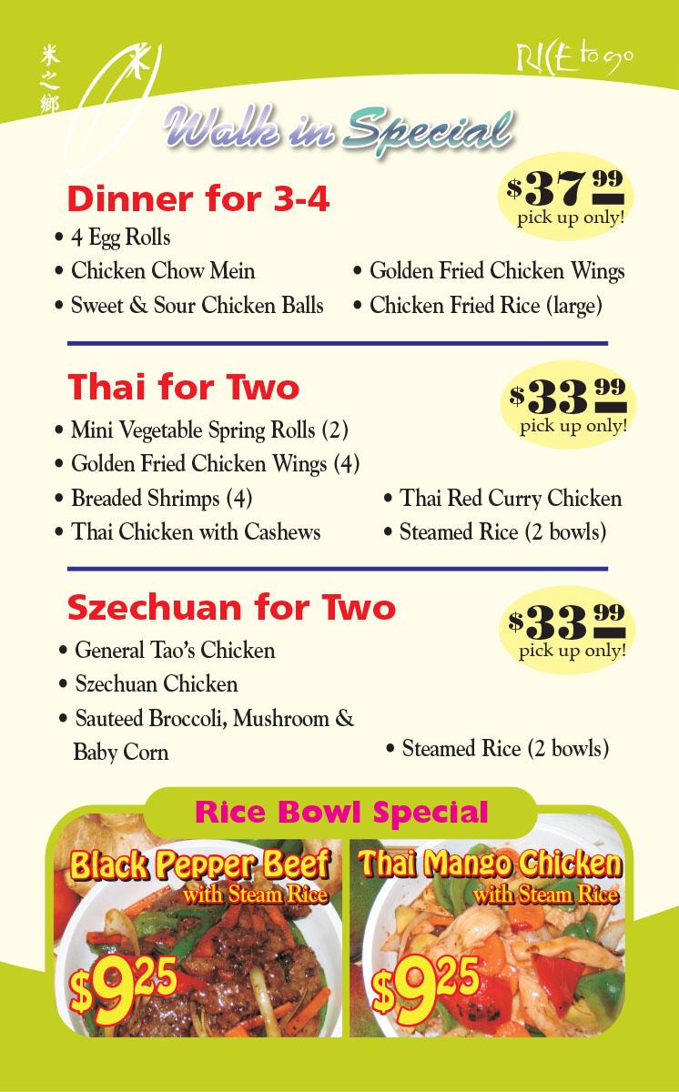 Menu at Rice to Go restaurant, Whitby