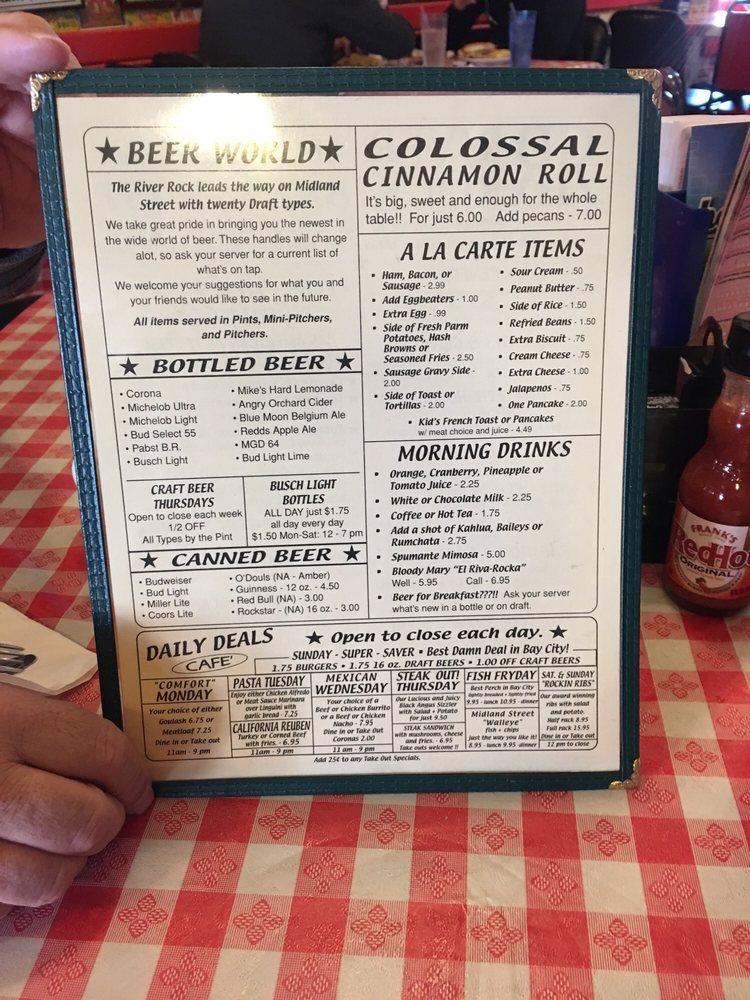 Menu at River Rock Cafe, Bay City