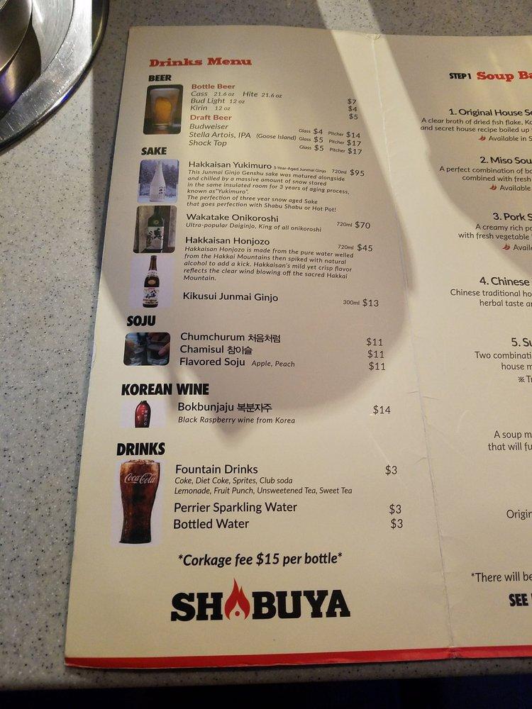 Carta del restaurante Shabuya, La Mirada, Rosecrans Ave