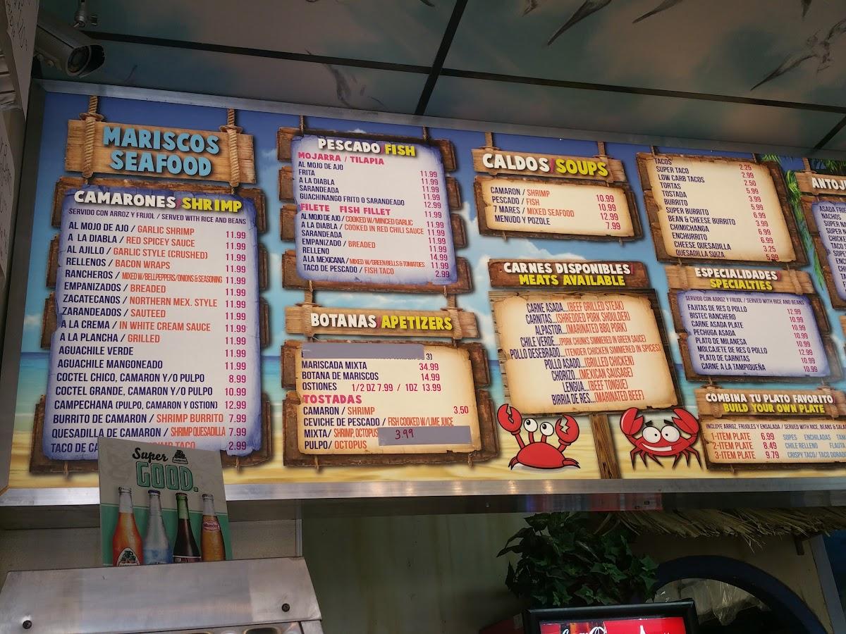 Menu at Taqueria la Playa restaurant, Manteca