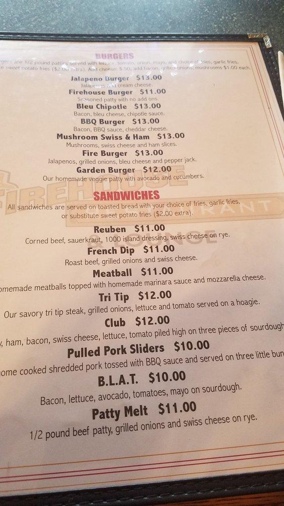 Menu at The Firehouse Restaurant & Lounge, Florence