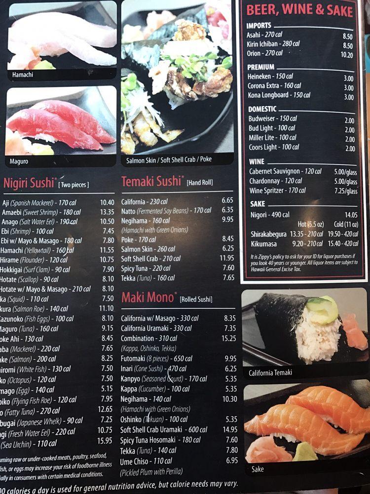 Menu at Zippy's Pearl City fast food, Pearl City, 806 Kamehameha Hwy