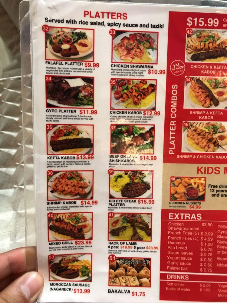 Menu at Al Basha Grill restaurant, Miami Beach