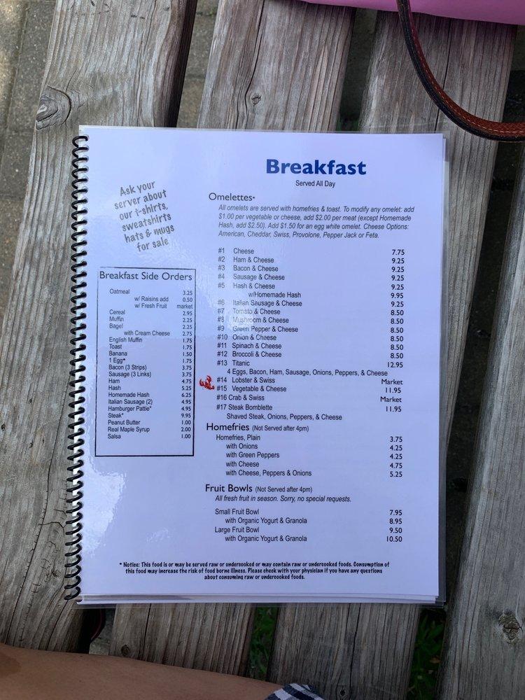 Menu at Becky's Diner restaurant, Portland