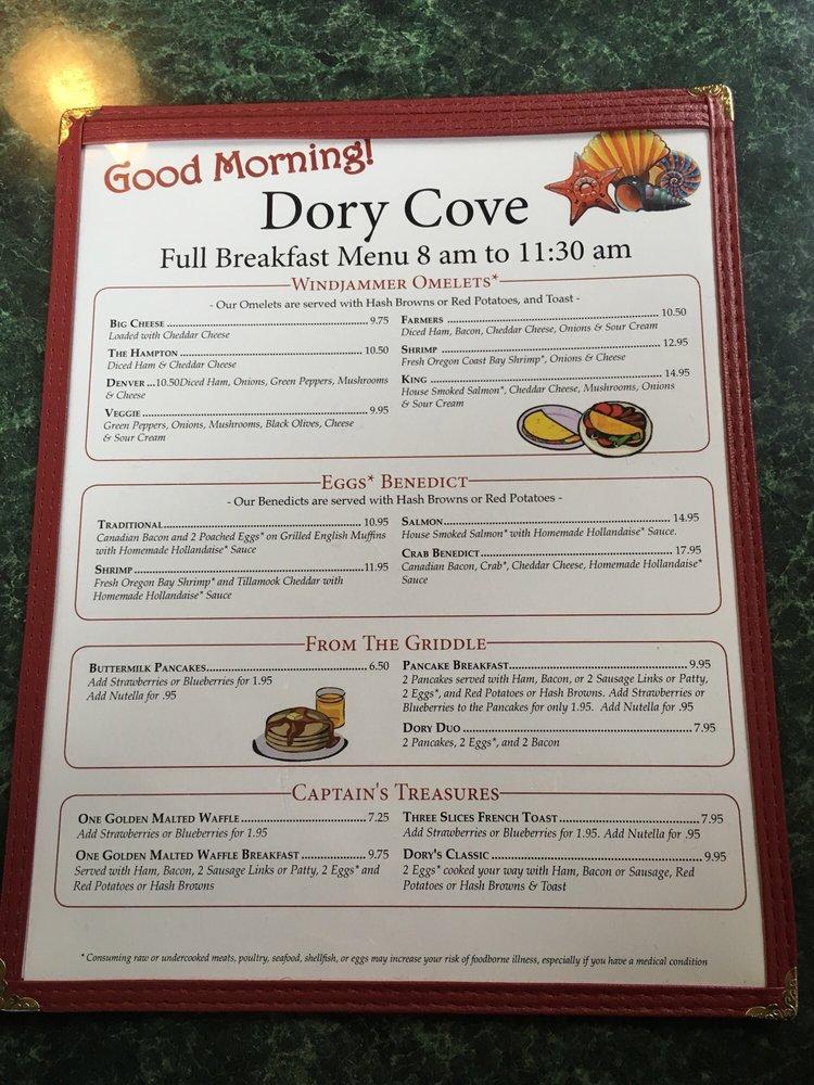 Menu at Dory Cove Restaurant, Lincoln City, US-101