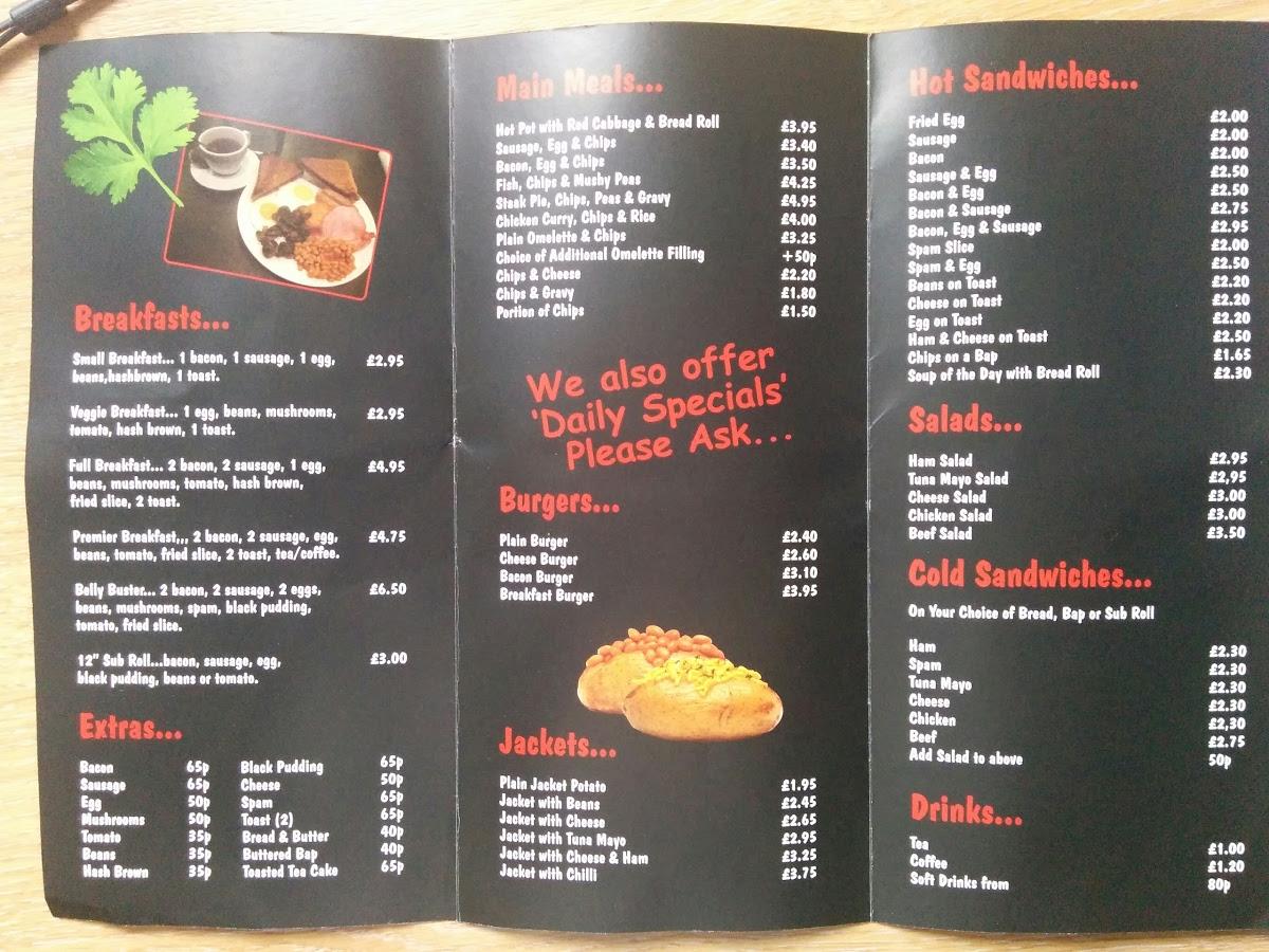 Menu at Little Cafe, Middlewich