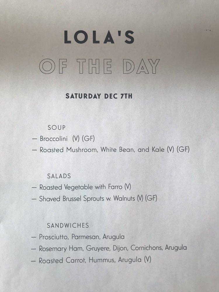 Menu at Lola's Cafe, Omaha