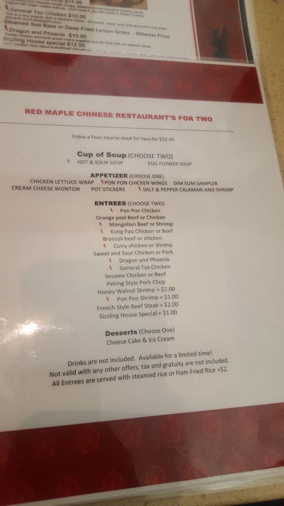 Menu at Red Maple Chinese Restaurant, Taylorsville