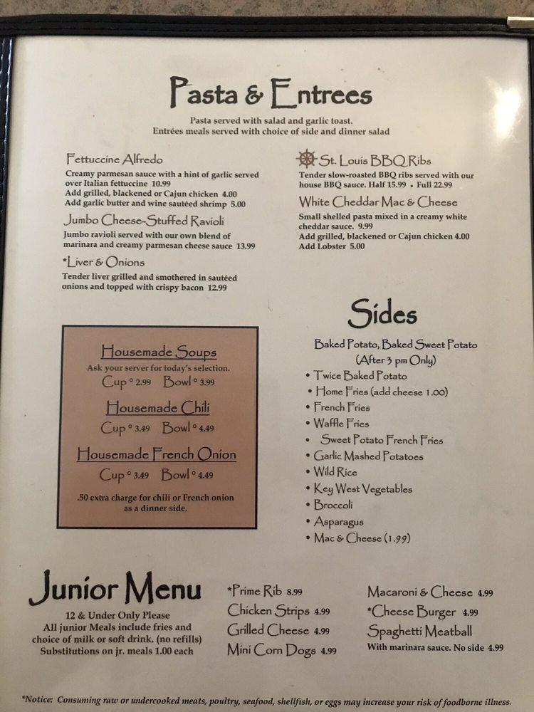 Menu at The Oregon Inn steakhouse, Oregon