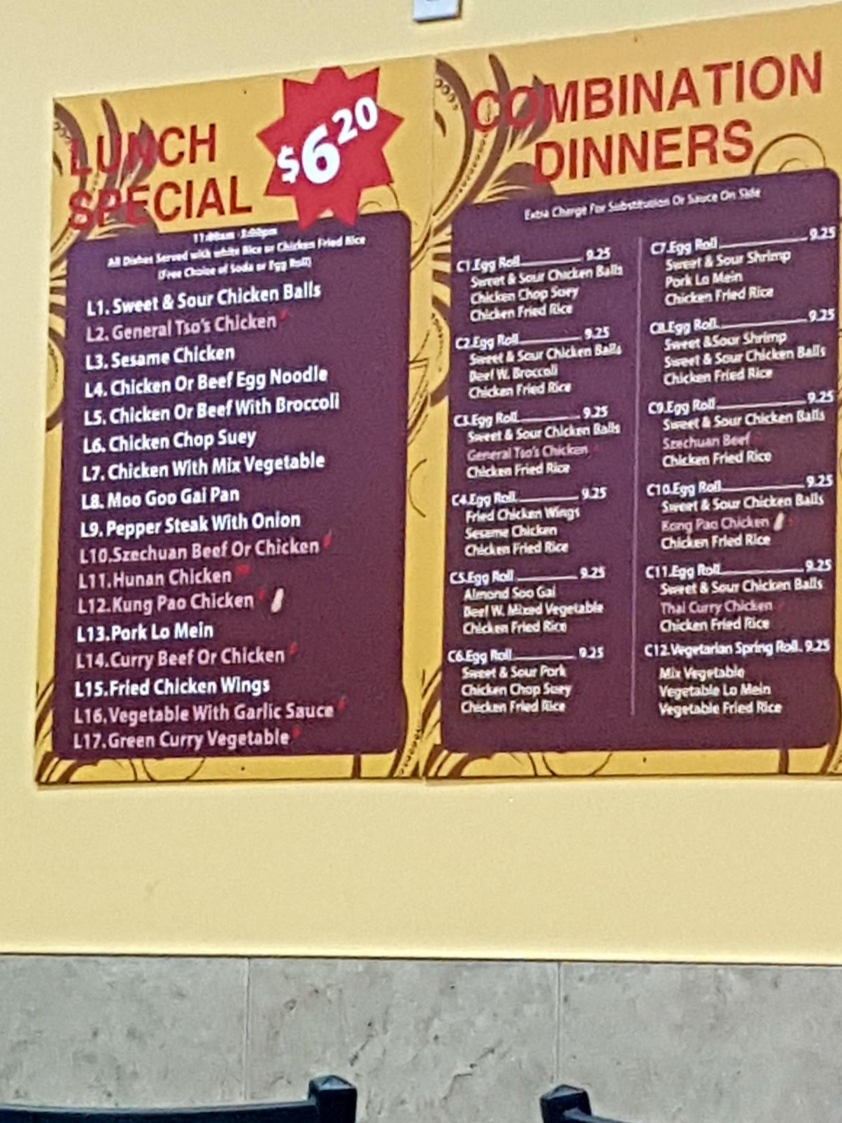 Menu at Asian One restaurant, Barrie