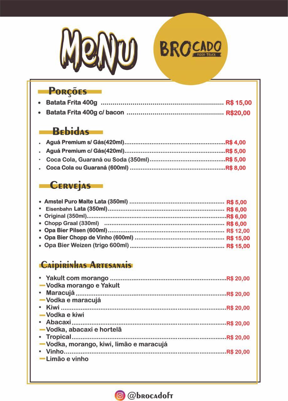 Menu em Brocado food Truck restaurante, Jaraguá do Sul
