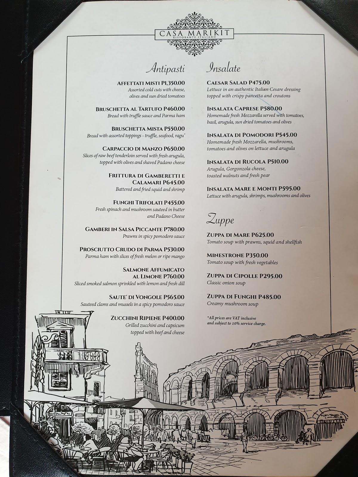 Menu at Casa Marikit restaurant, Lipa, W4VC+89X