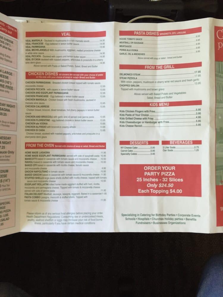 Menu at Casa di Roma restaurant, Meriden