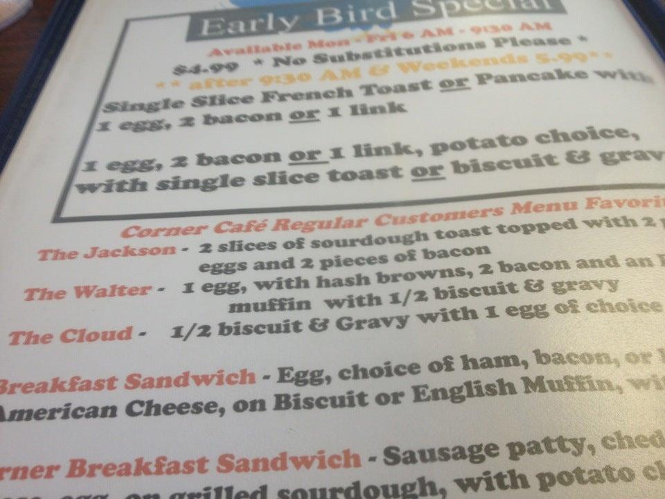 Menu at Corner Cafe, Post Falls