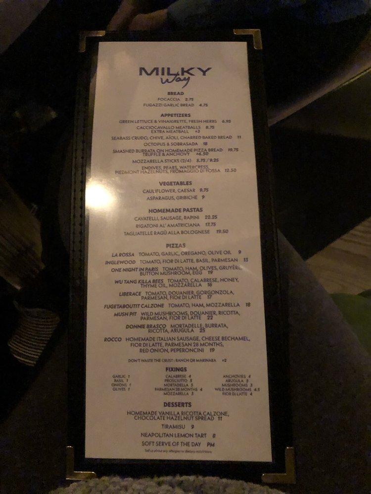 Menu at Milky Way Cocktail Bar, Montréal