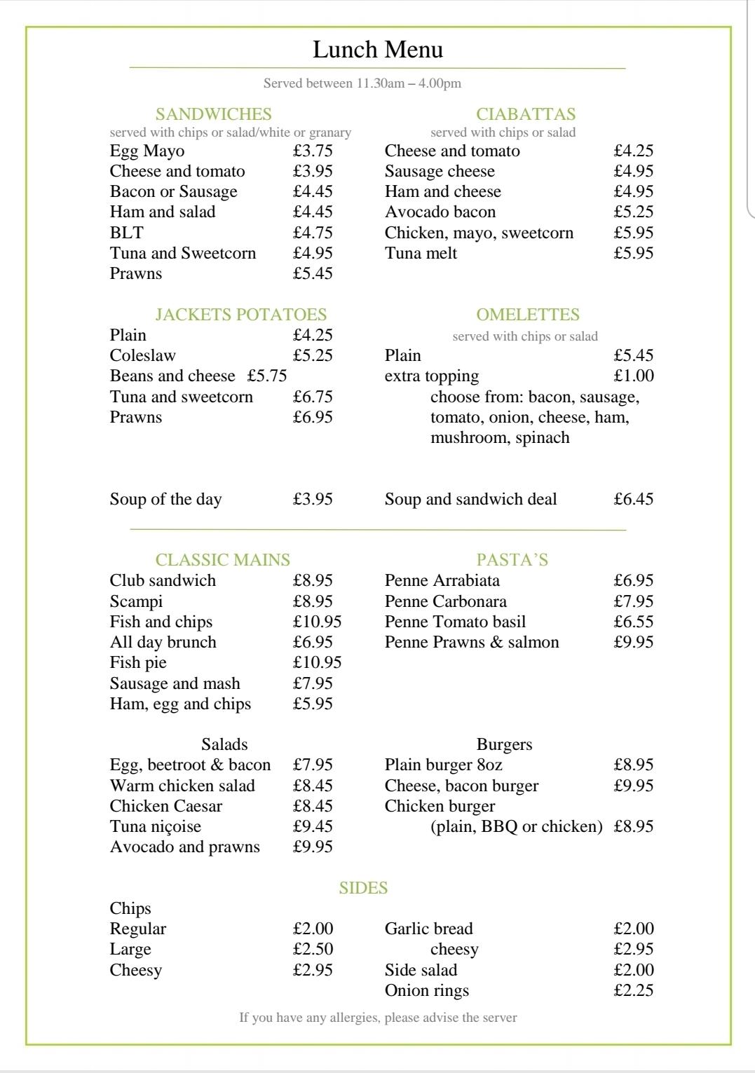 Menu at Par 3 Cafe and Lounge Bar, Bushey