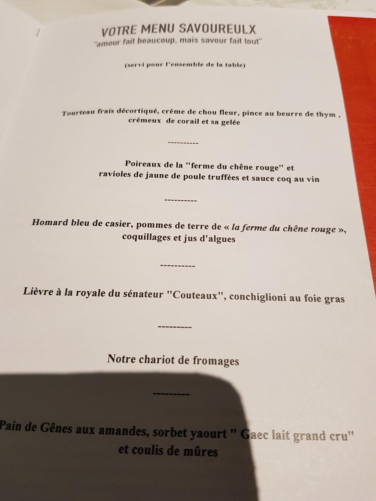 Menu au La Promenade restaurant, Le Petit-Pressigny