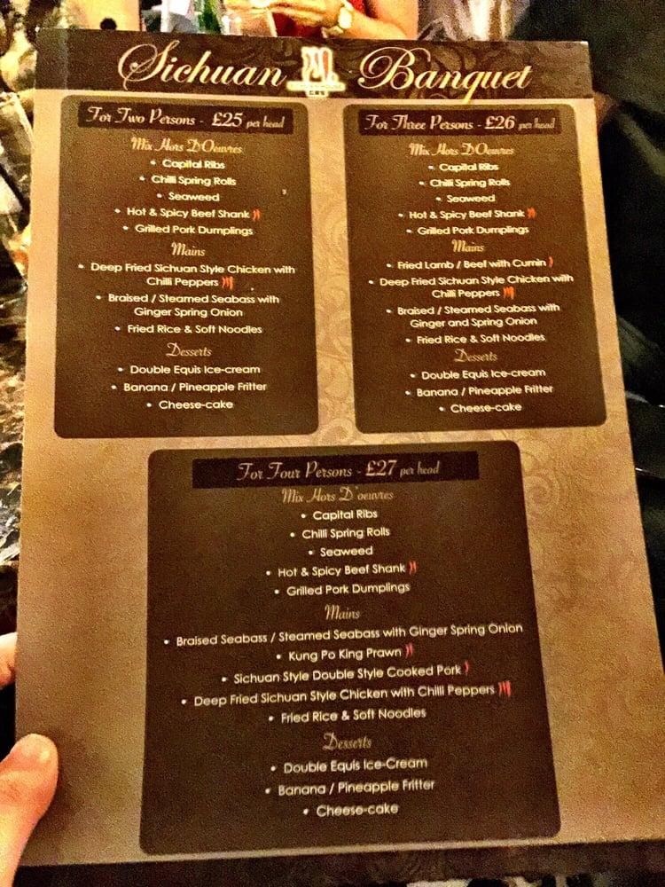 Menu at Sichuan House restaurant, Glasgow