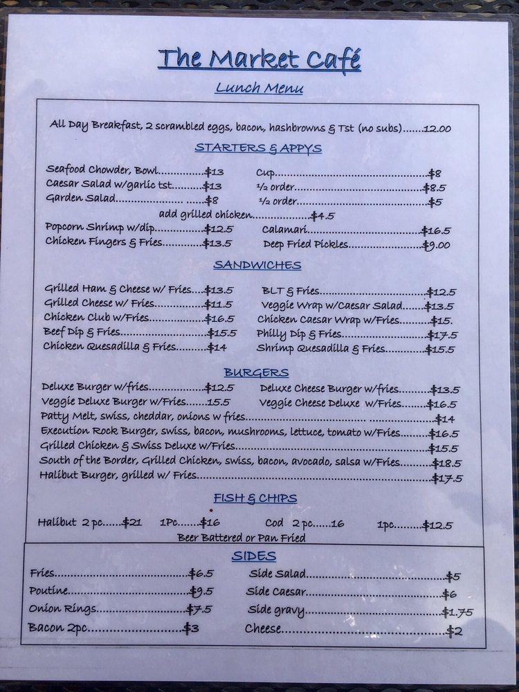 Menu at The Market Restaurant, Bamfield