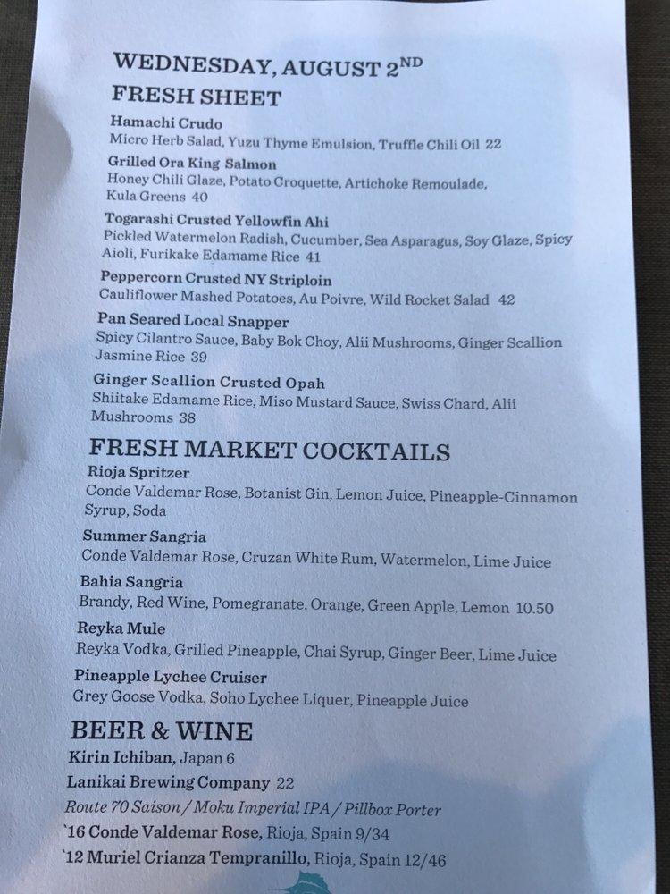 Menu at Tommy Bahama Restaurant, Bar & Store, Honolulu