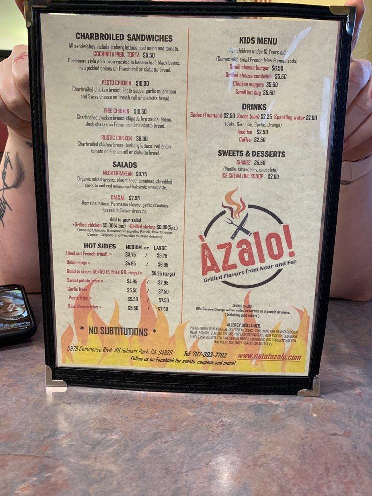 Menu at Azalo! restaurant, Rohnert Park