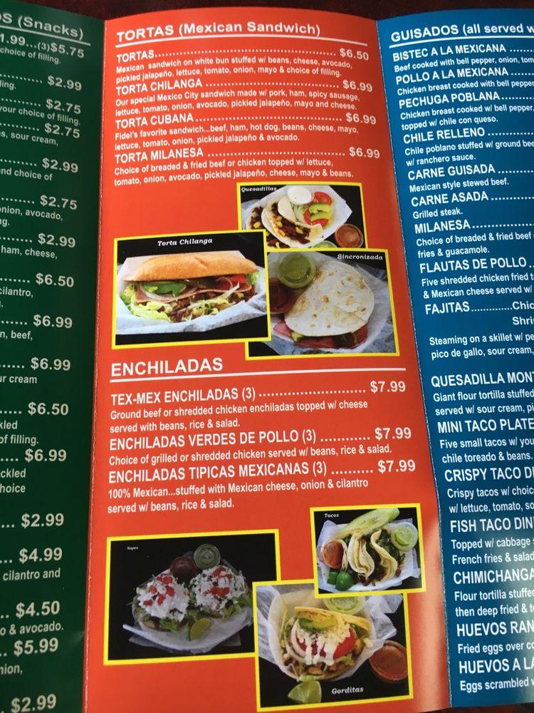 Menu at El Taco Shop restaurant, Mocksville