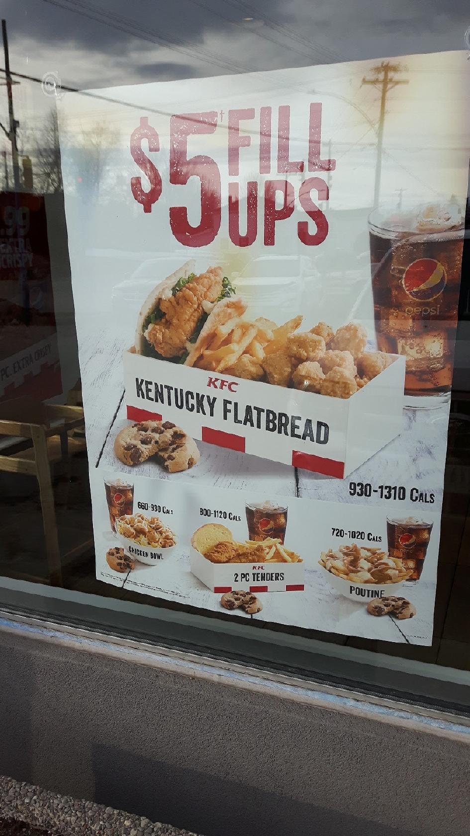 Menu at KFC restaurant, Hawkesbury