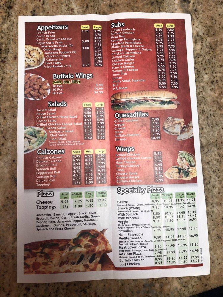 Menu at Palm Riverside Pizzeria, Tampa