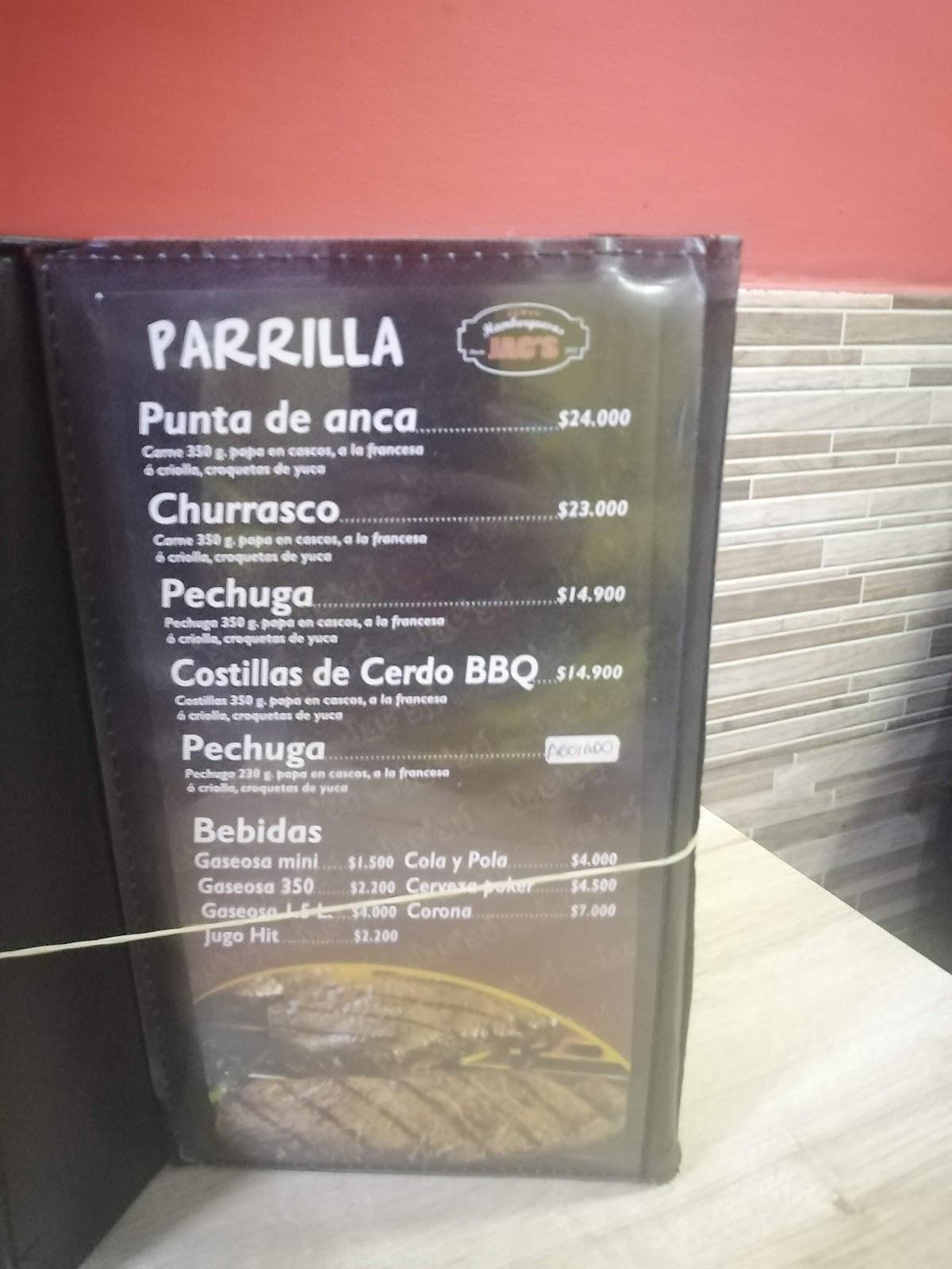 Menu at Hamburguesa jacs restaurant, Bogotá