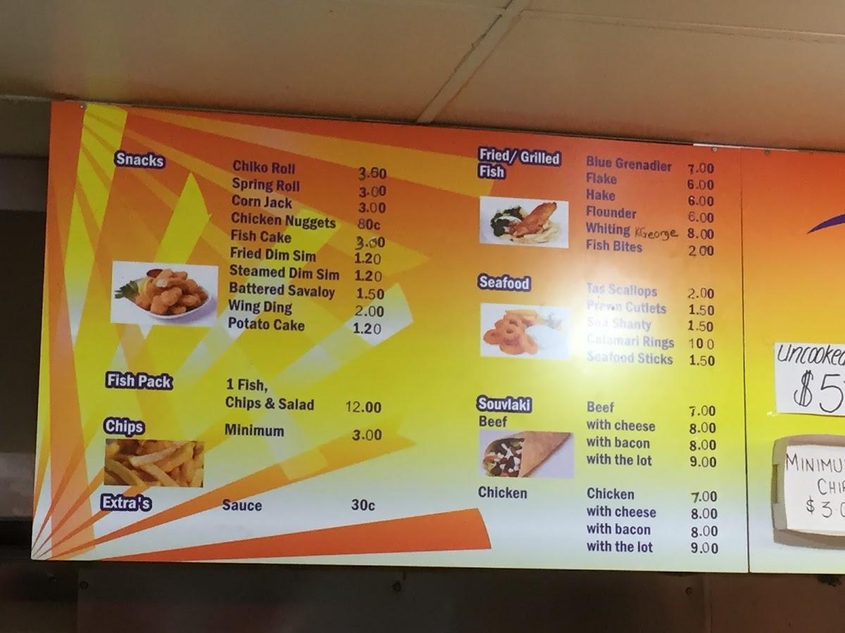 Menu at Jan's Cafe, Lavington