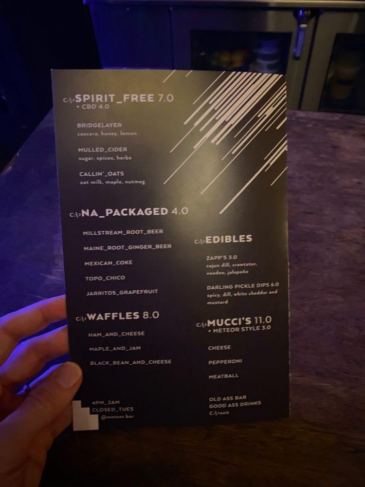 Menu at Meteor pub & bar, Minneapolis