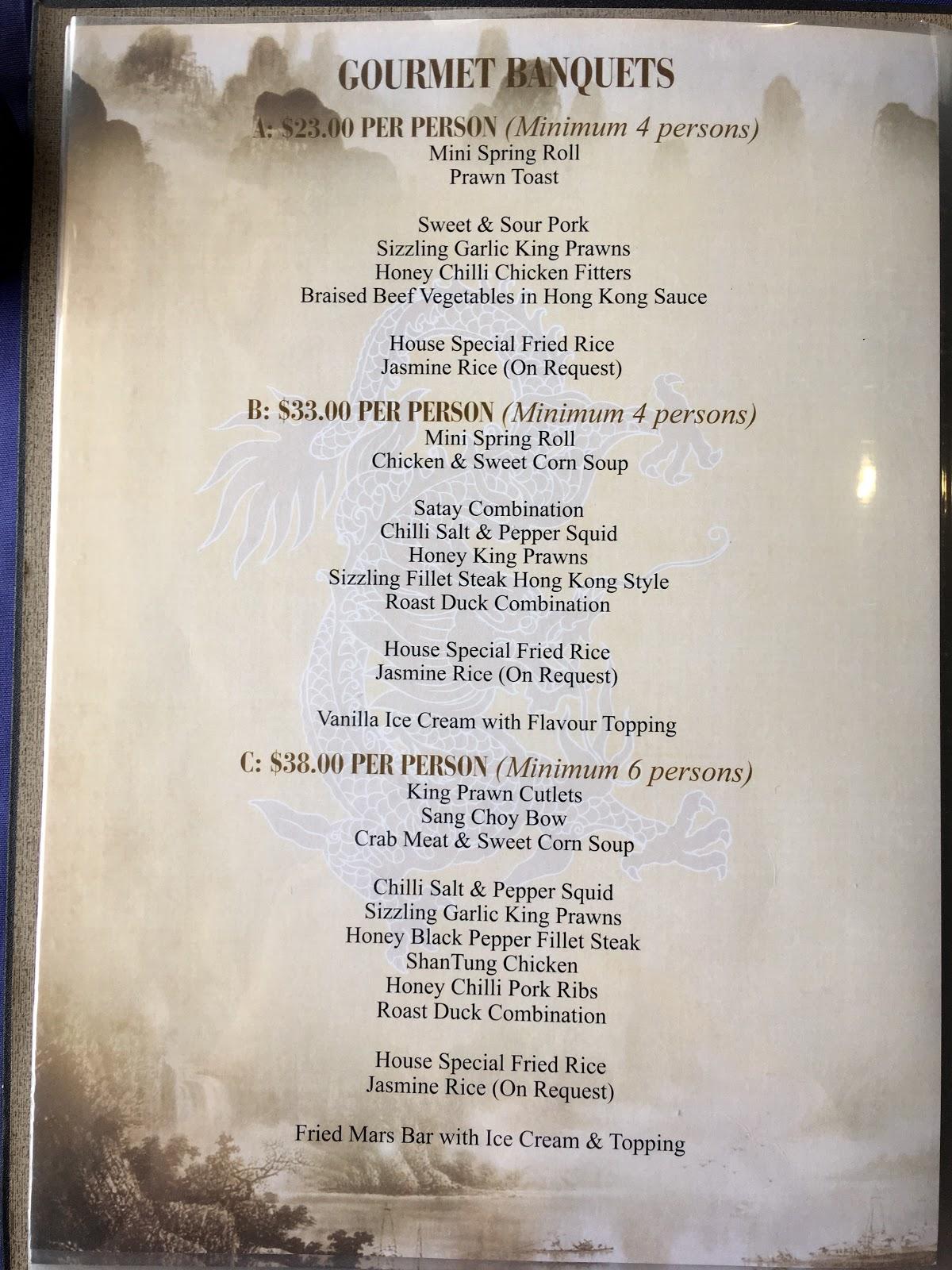 Menu at New Golden Dragon Chinese Restaurant, Batemans Bay