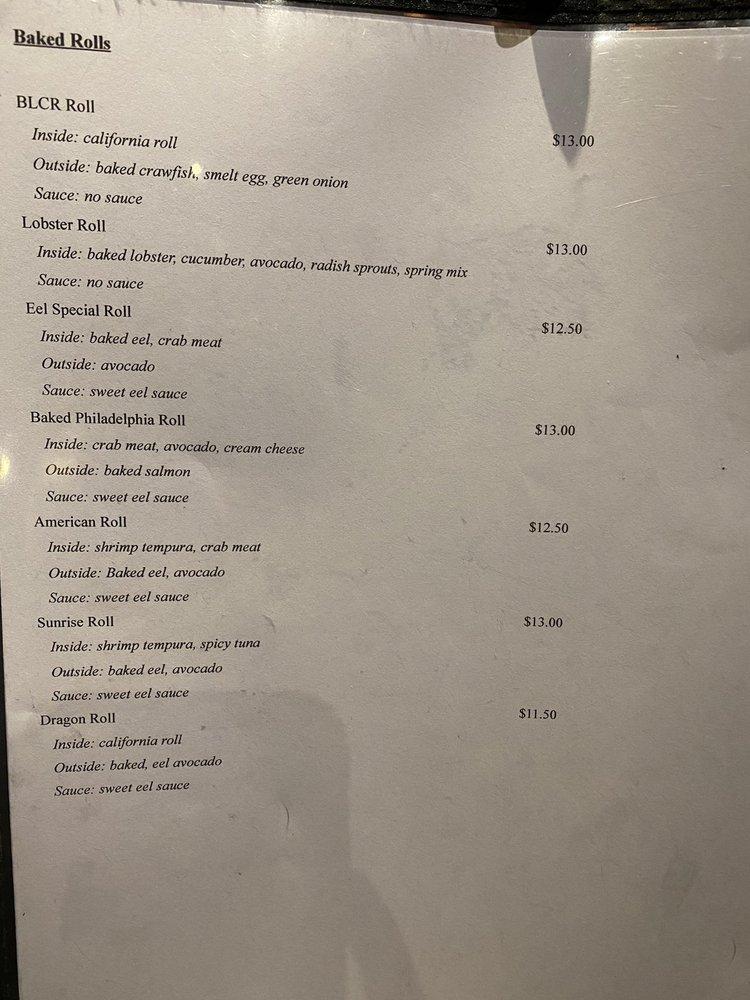 Carta de O2 Sushi Restaurant, Simi Valley
