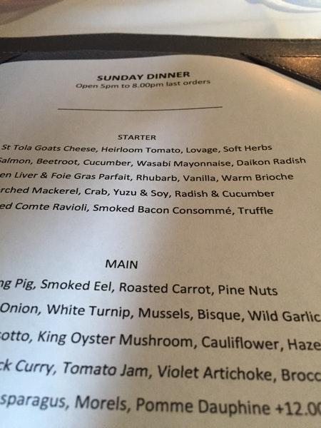 Menu at One Pico Restaurant, Dublin